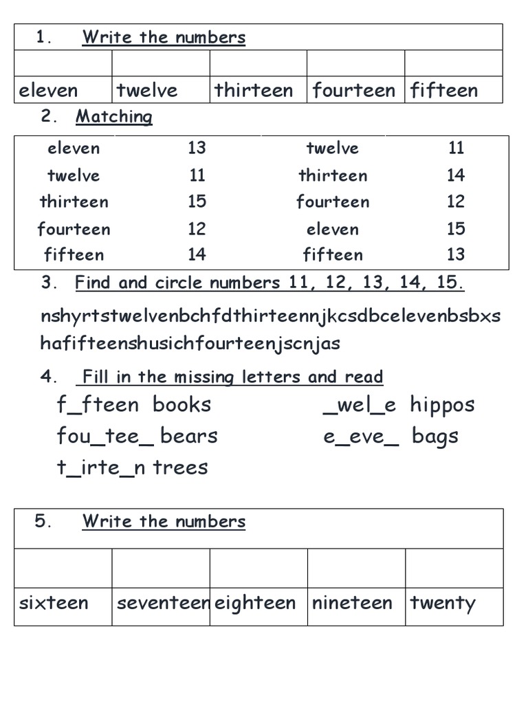 Numbers 11-20 Writing Worksheets | PDF