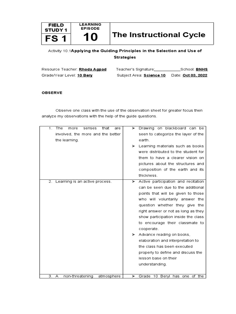 fs1 Episode - 10 | PDF | Teaching Method | Learning