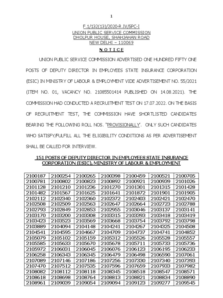 WR 151 DyDir ESIC Engl 200922 | PDF | Recruitment | Employment