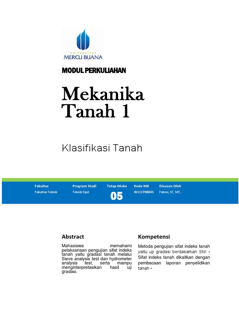 Klasifikasi dan Uji Sifat Tanah | PDF | Teknologi & Rekayasa