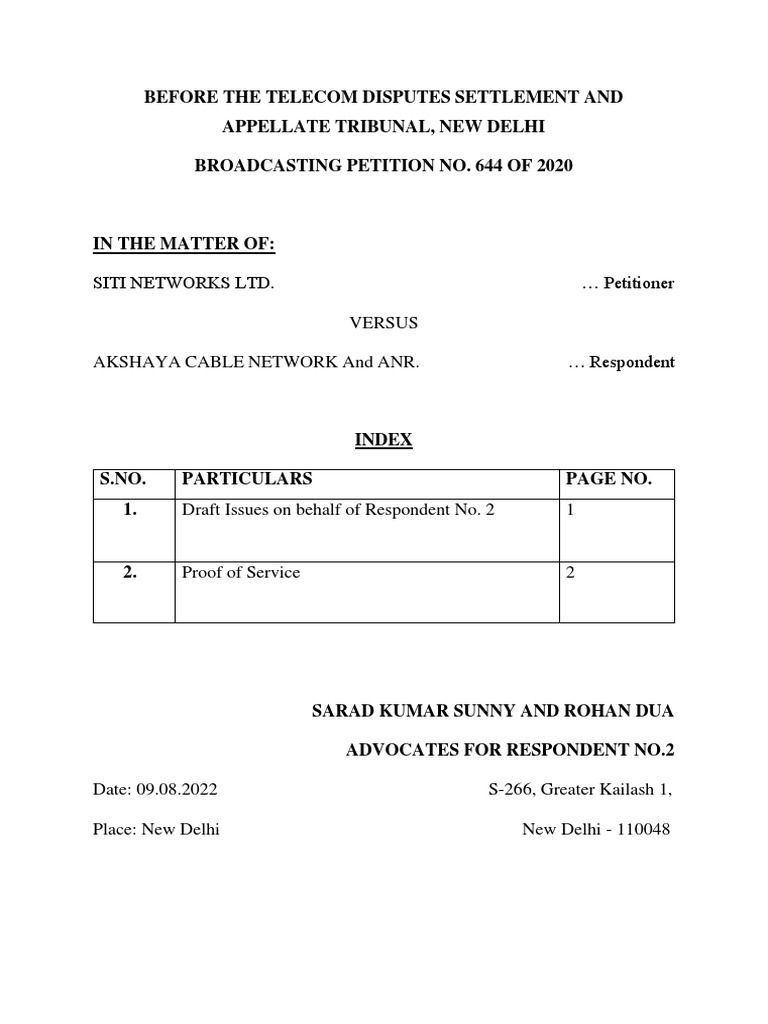 Telecom Dispute: SITI Networks vs Akshaya Cable | PDF | Law