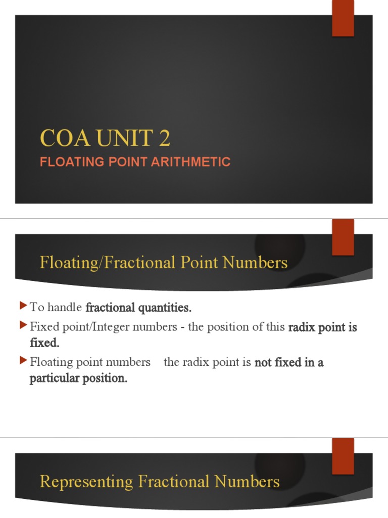 COA - UNIT 2 - Floating Point Arithmetic 1 | PDF