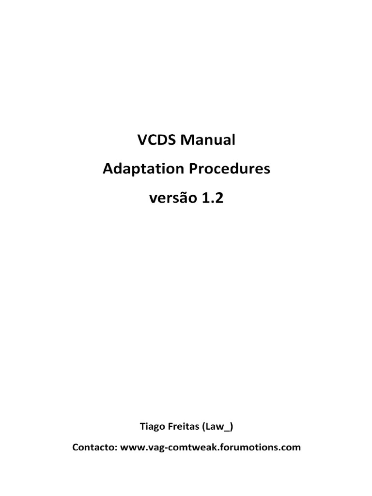 VCDS Manual Adaptation Procedures Versão PDF | PDF