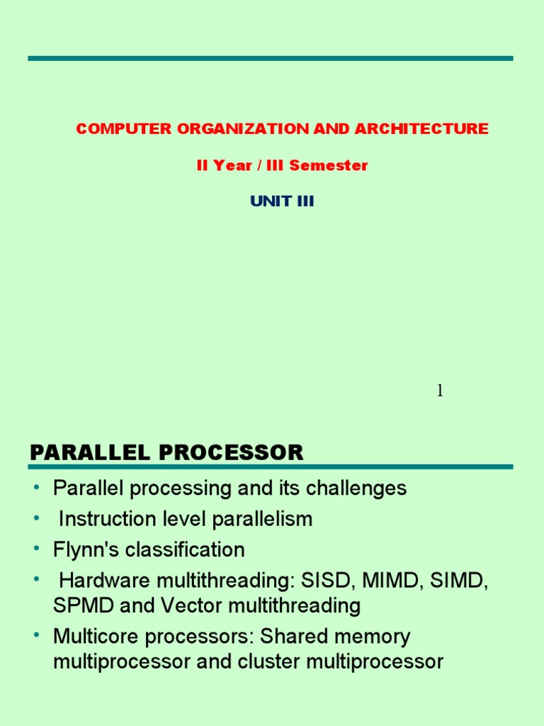 COA UNIT-III Parallel Processors | PDF | Multi Core Processor | Central Processing Unit