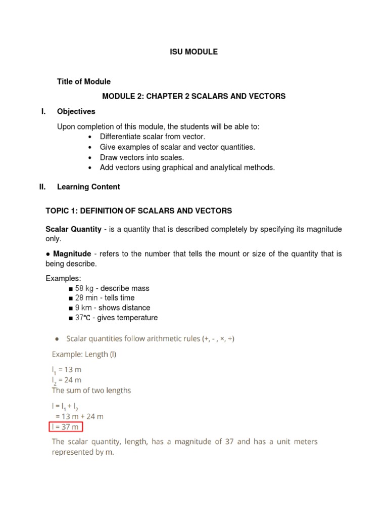 Chapter 2 Module-Vector | PDF | Euclidean Vector | Cartesian Coordinate ...