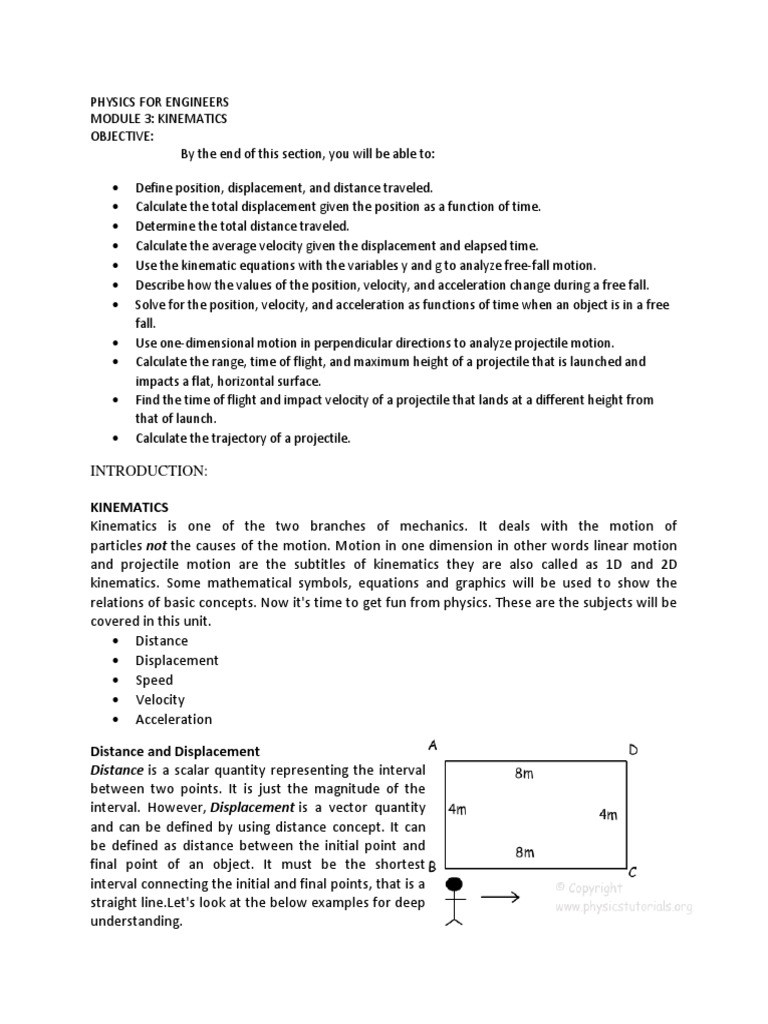 CHAPTER 3-Kinematics PDF Module | PDF | Acceleration | Speed