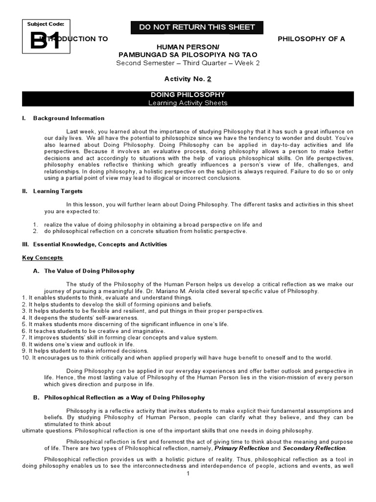 Las 2 - Philo | PDF | Critical Thinking | Thought