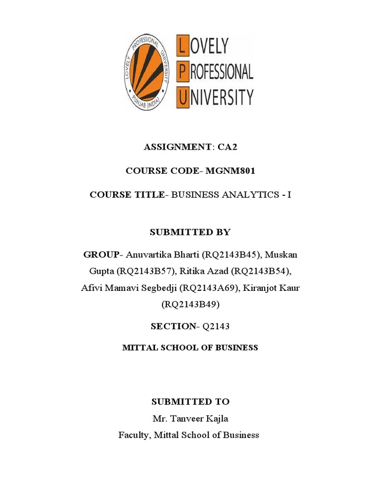 CA2 Group Assignment Analysis Using Supervised and Unsupervised Machine Learning Models | PDF ...
