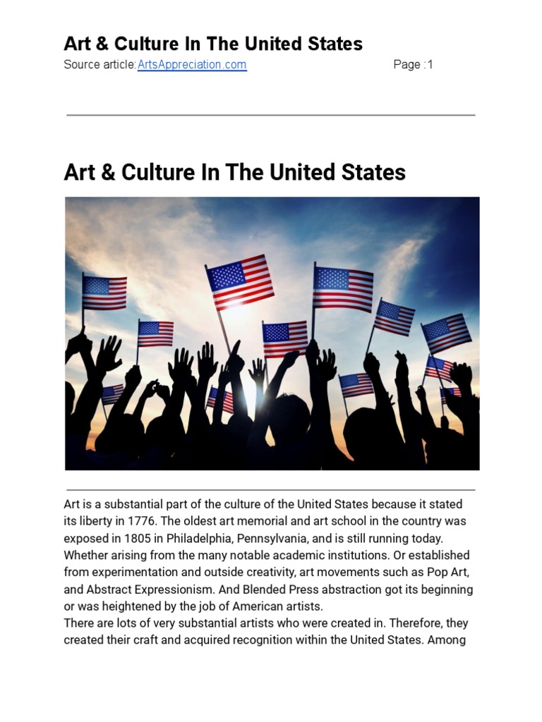 Art and Culture in the USA | PDF | Art Movements | Aesthetics
