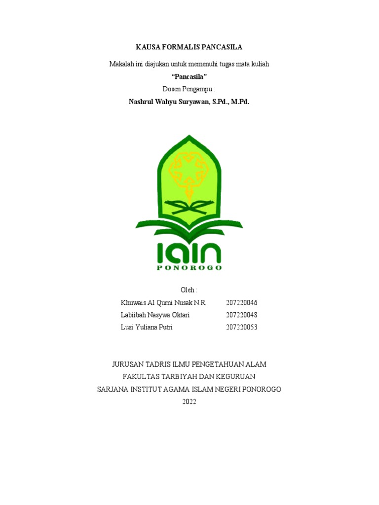 Kausa Formalis Pancasila dan Sejarahnya | PDF | Filsafat | Sains ...