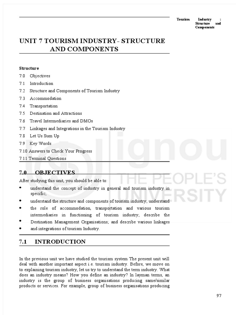 Tourism Industry - Structure and Components | PDF