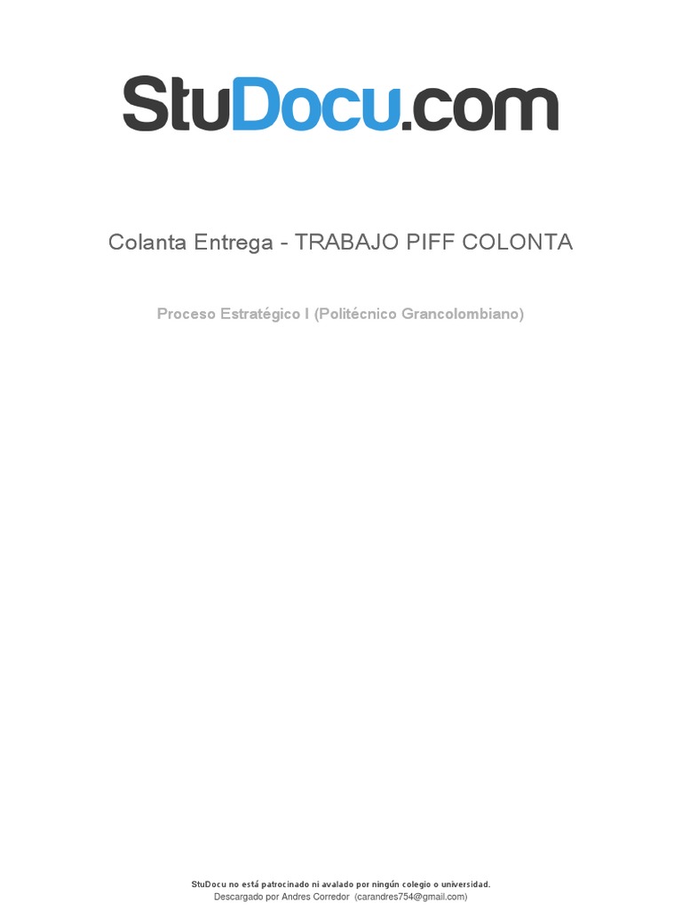 Colanta Entrega Trabajo Piff Colonta | PDF | Leche | Calidad (comercial)