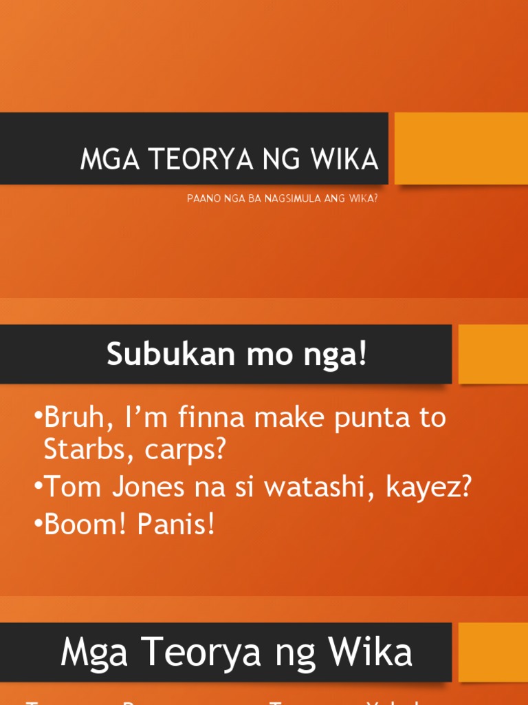 Mga Teorya NG Wika | PDF