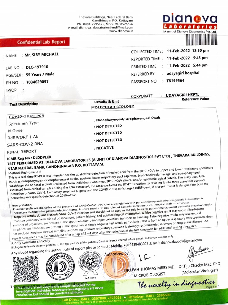 RT PCR Result | PDF | Infection | Reverse Transcription Polymerase ...