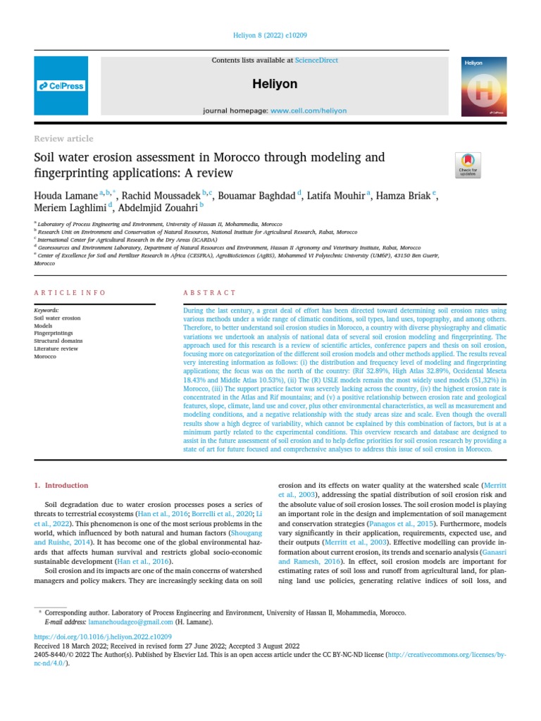 1-S2.0-S2405844022014979-Main Heliyon Journal | PDF | Soil | Erosion