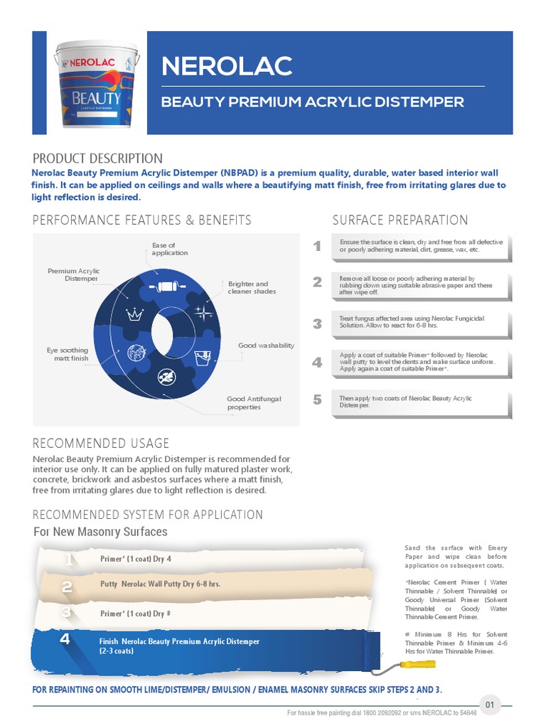 Nerolac Beauty Acrylic Distemper | PDF | Acrylic Paint | Paint