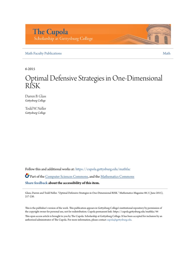 Optimal Defensive Strategies in One-Dimensional RISK | PDF