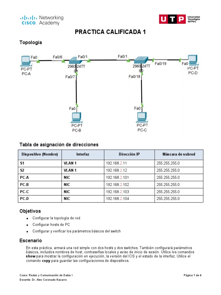 Practica Calificada 1 | PDF | Dirección IP | Conmutador de red