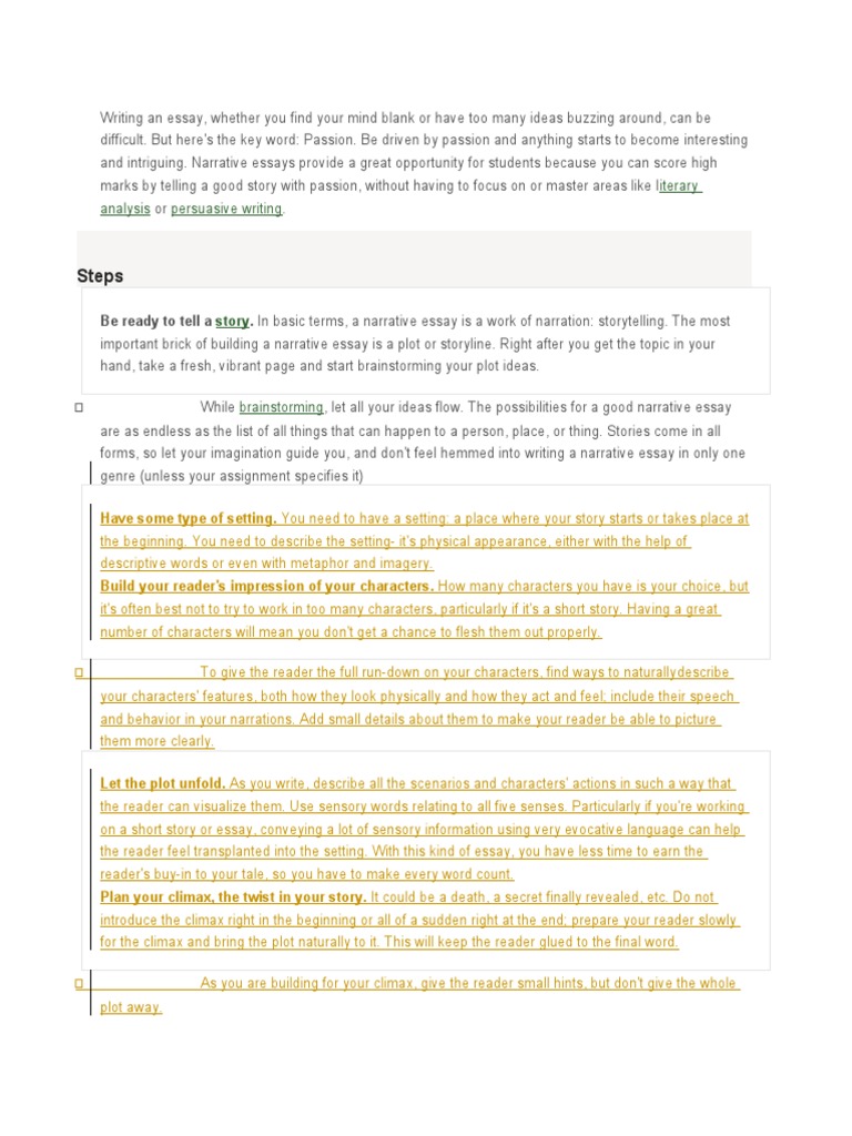 How To Write A Narrative Essay | PDF | Essays | Narrative