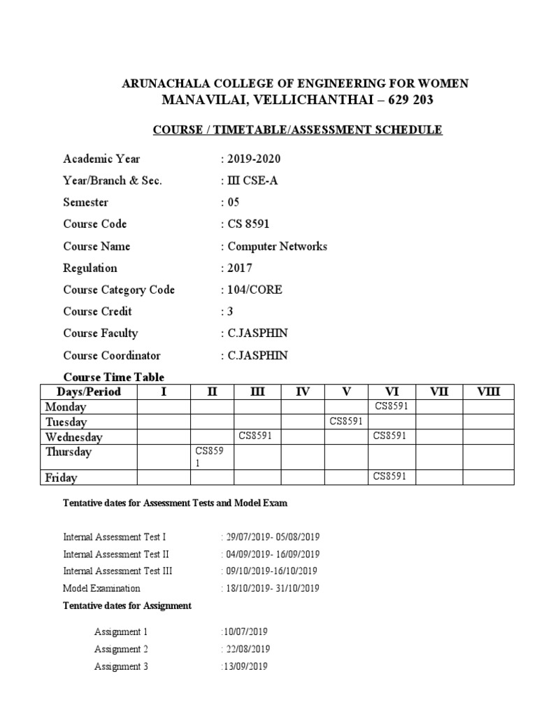 CN Course Delivery Plan | PDF