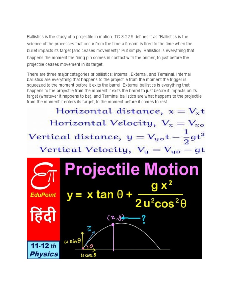 Ballistics Is The Study of A Projectile in Motion | PDF