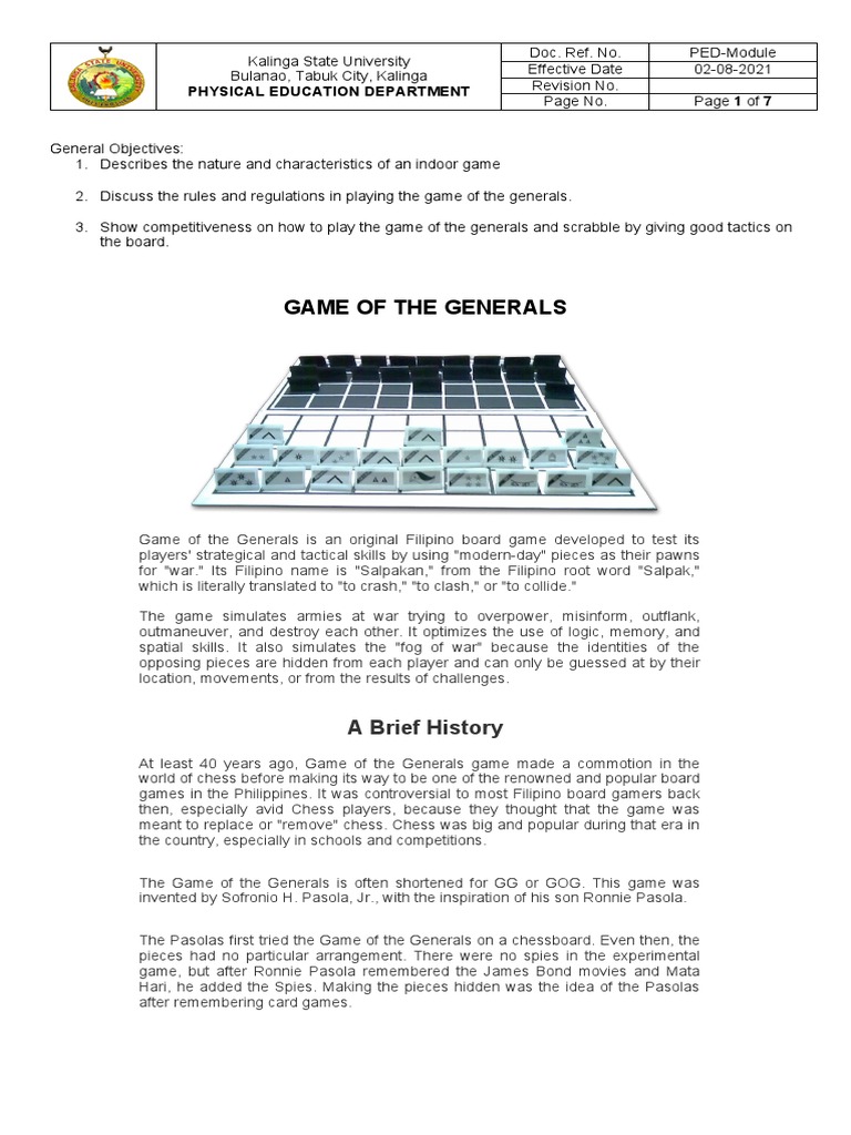 Game of The Generals | PDF | Gaming