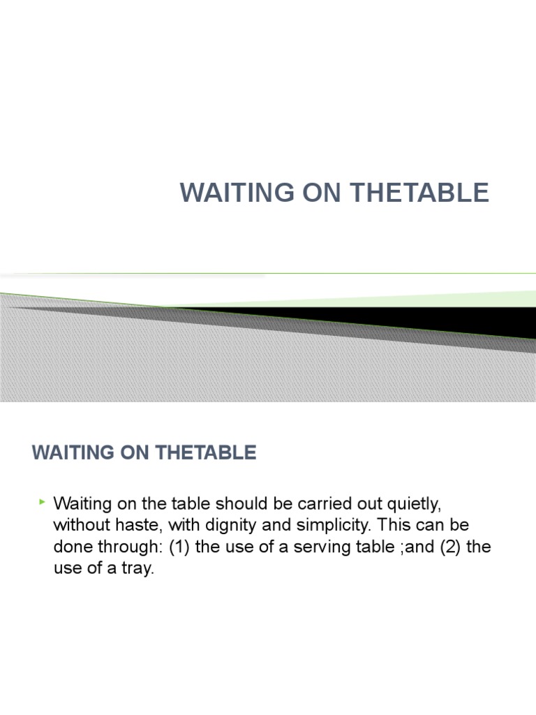 Waiting On Thetable | PDF | Tableware | Waiting Staff