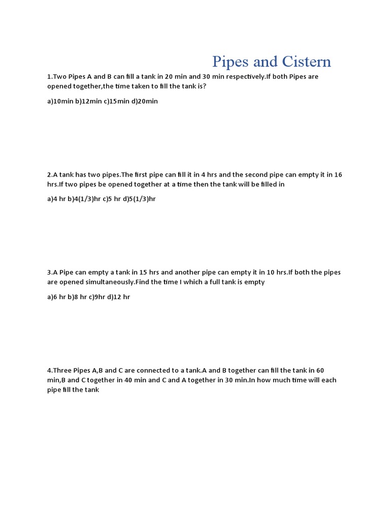 Pipes and Cistern | PDF | Travel