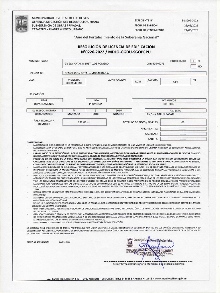 Licencia de Edificación | PDF