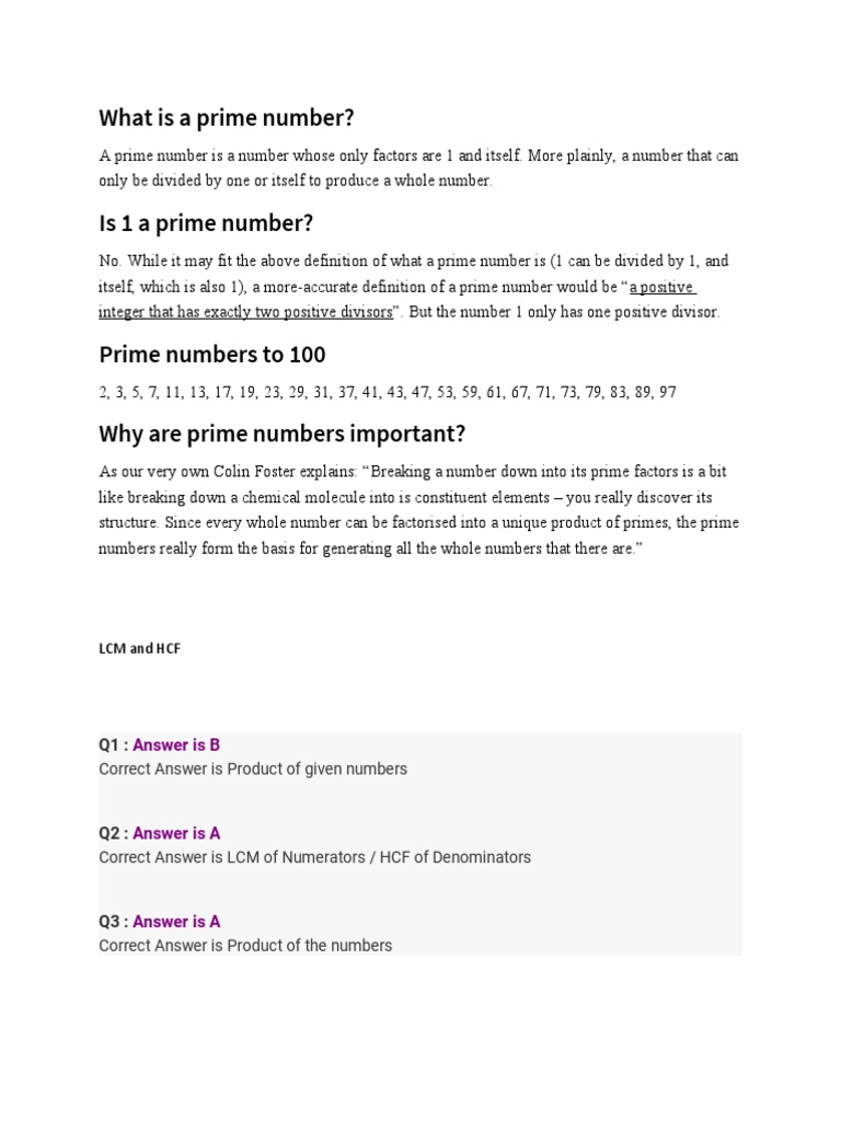 PRime Number1 | PDF