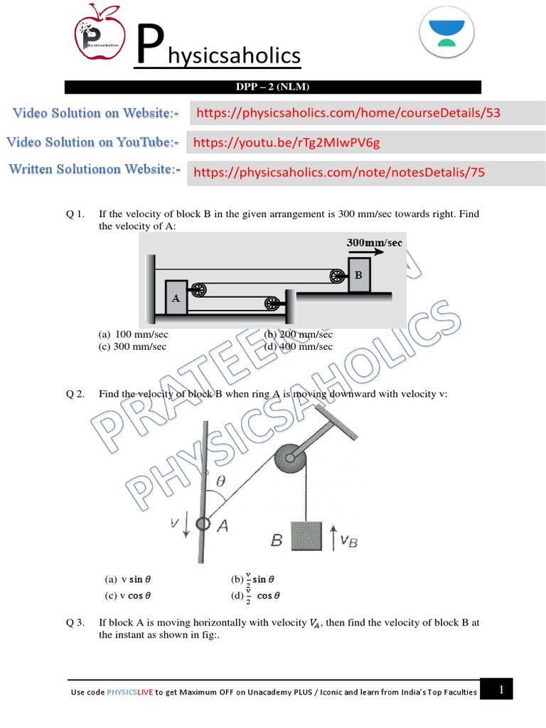 uploads1654689294DPP-5 (JEE Main & Adv.) Spring Force JEE Adv | Download Free PDF | Motion ...