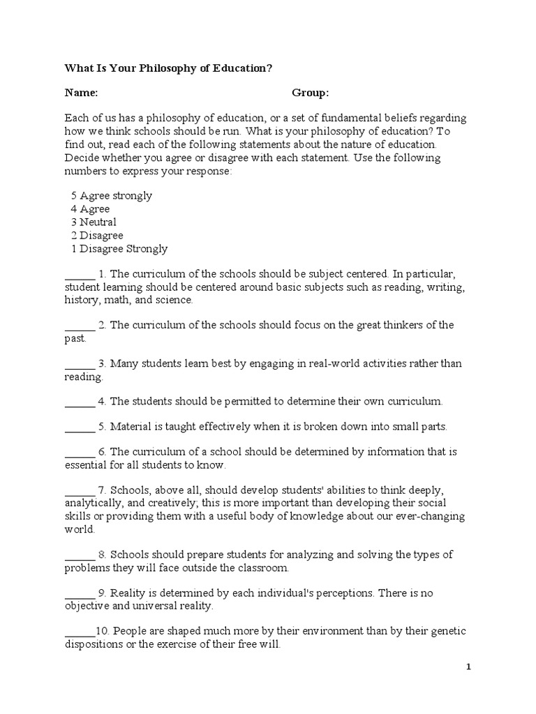 Discovering Your Educational Philosophy | PDF | Philosophy Of Education ...