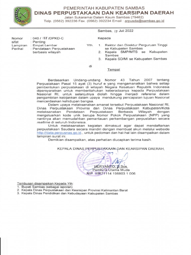Undangan Pendataan Perpustakaan Berbasis Wilayah | PDF Undangan Pendataan Perpustakaan Berbasis Wilayah | PDF