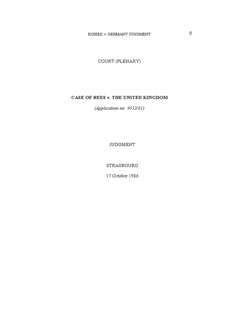 CASE OF REES v. THE UNITED KINGDOM | PDF | Politics | Law
