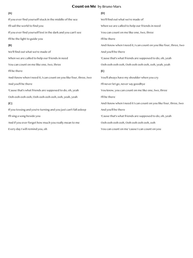 Count On Me by Bruno Mars | PDF