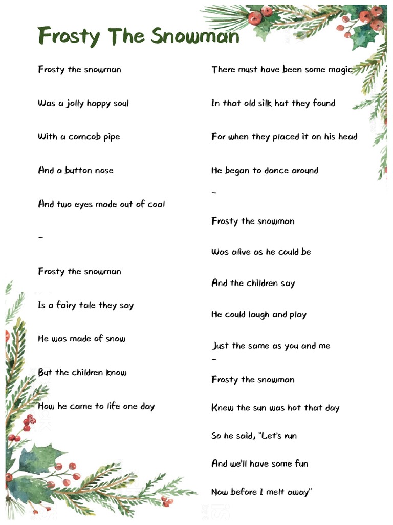 Frosty The Snowman Song | PDF