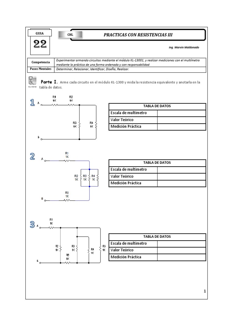 Guia 22 Práctica de Resistencias III | PDF | Resistencia Eléctrica y Conductancia | Medición