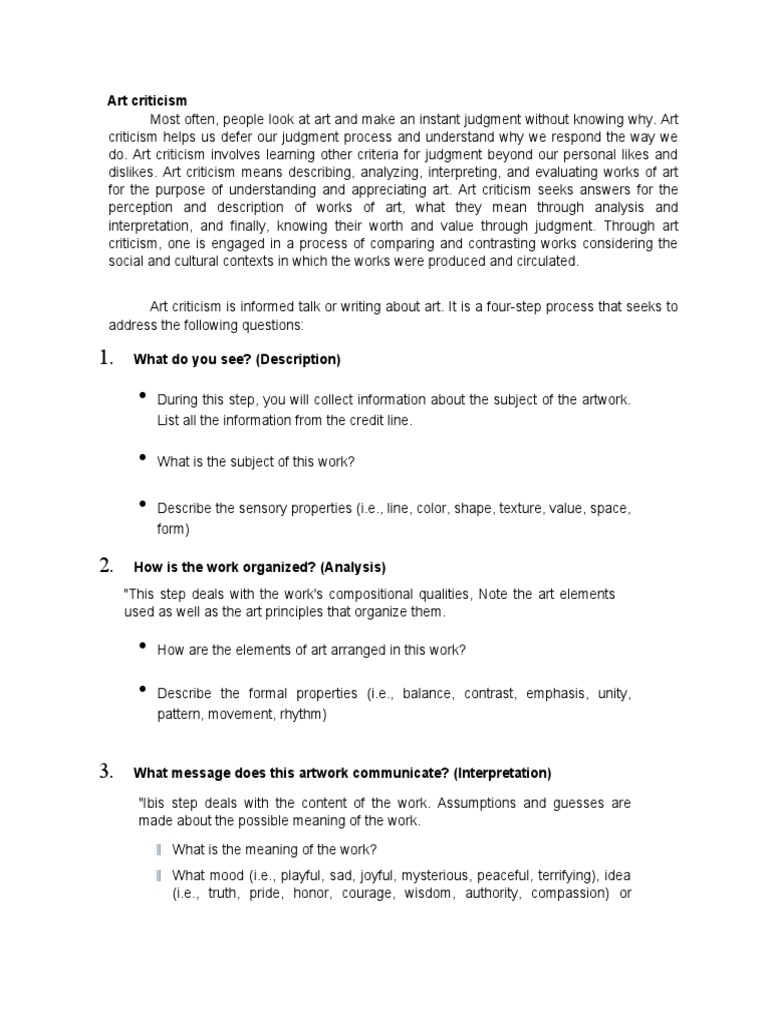 Art Criticism: A Four-Step Guide | PDF