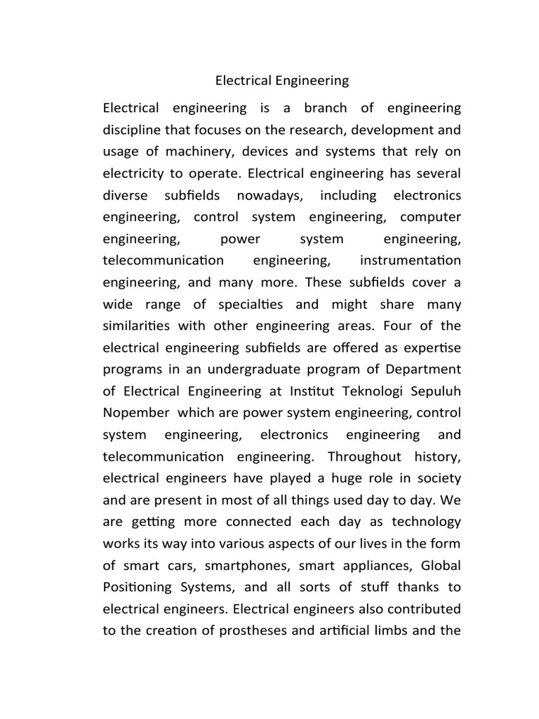The History and Impact of Electrical Engineering: An Overview of the Electrical Engineering ...