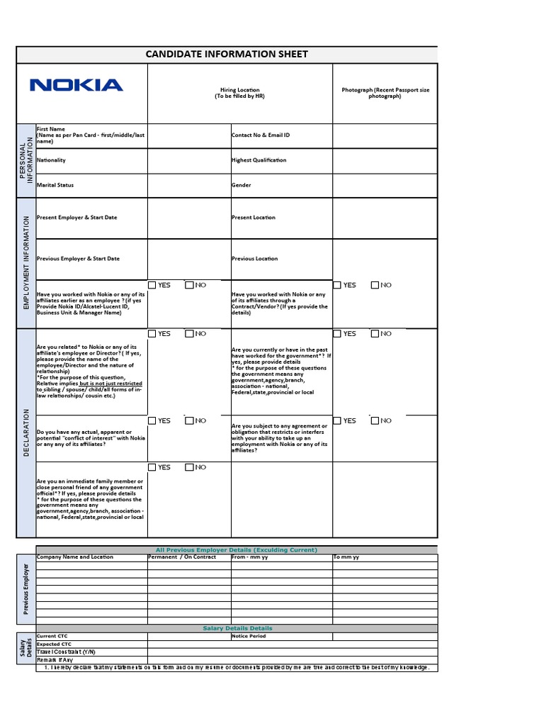 Candidate Information Sheet | PDF | Employment | Justice