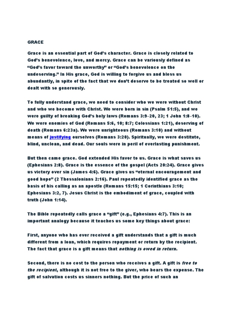 Grace Pdf Grace In Christianity God In Christianity