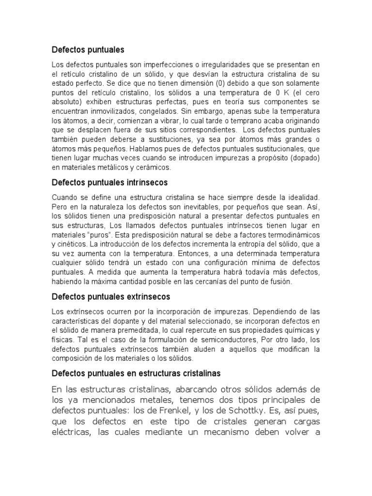 Defectos Puntuales | PDF