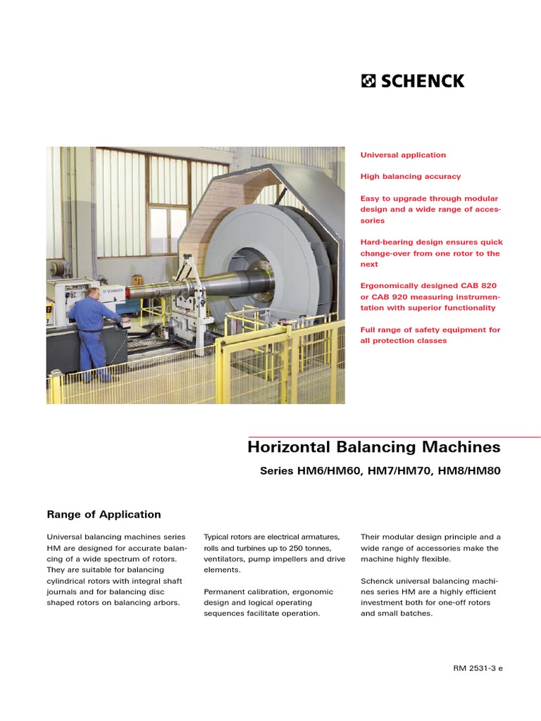 Schenk Balancing Machine Specification | PDF | Bearing (Mechanical ...