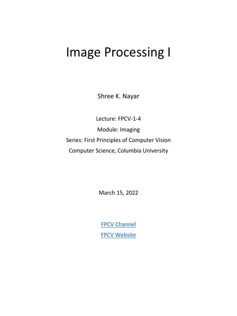 5.1image Processing 1 FPCV-1-4 | PDF | Convolution | Signal Processing