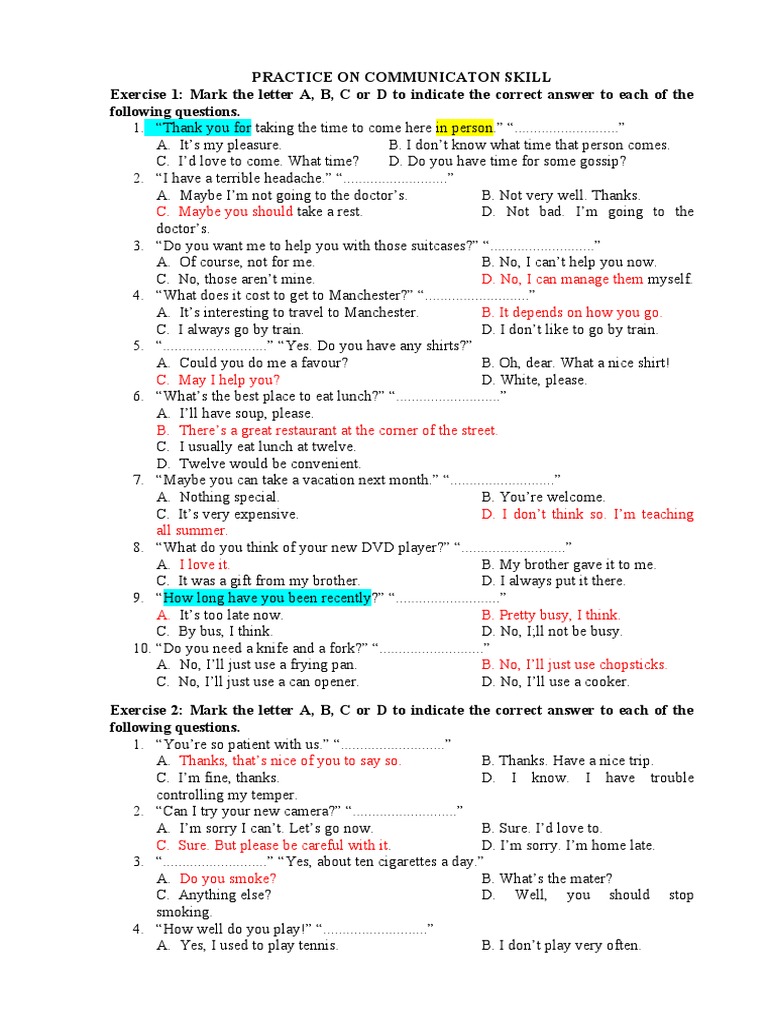 Practice On Communicaton Skill | PDF