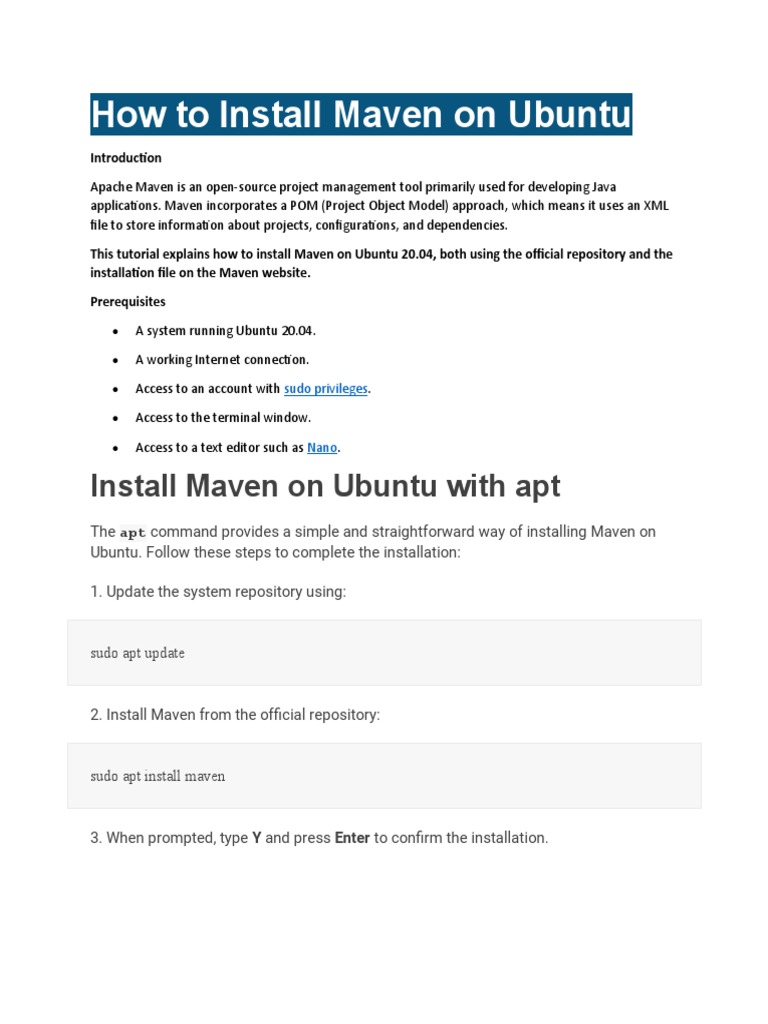 Install Maven on Ubuntu 20.04 Guide | PDF | Computer Science | Utility Software