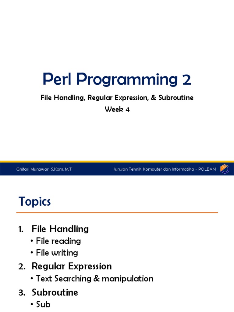 Week04-Perl Programming 2 | PDF