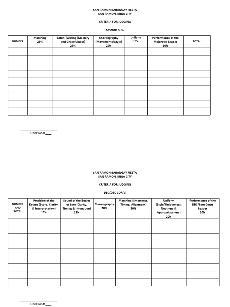 Criteria Barangay Fiesta | PDF | Traditions | Classical Music Groups
