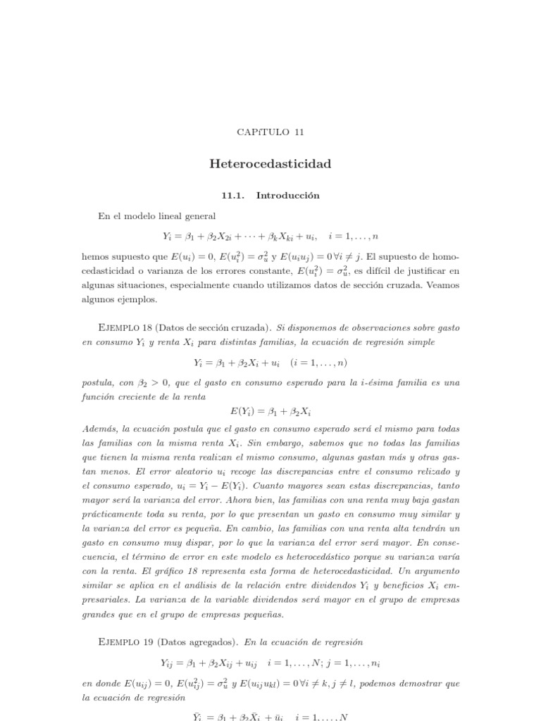 Heterocedasticidad en Modelos Lineales | PDF | Estimador | Econometría