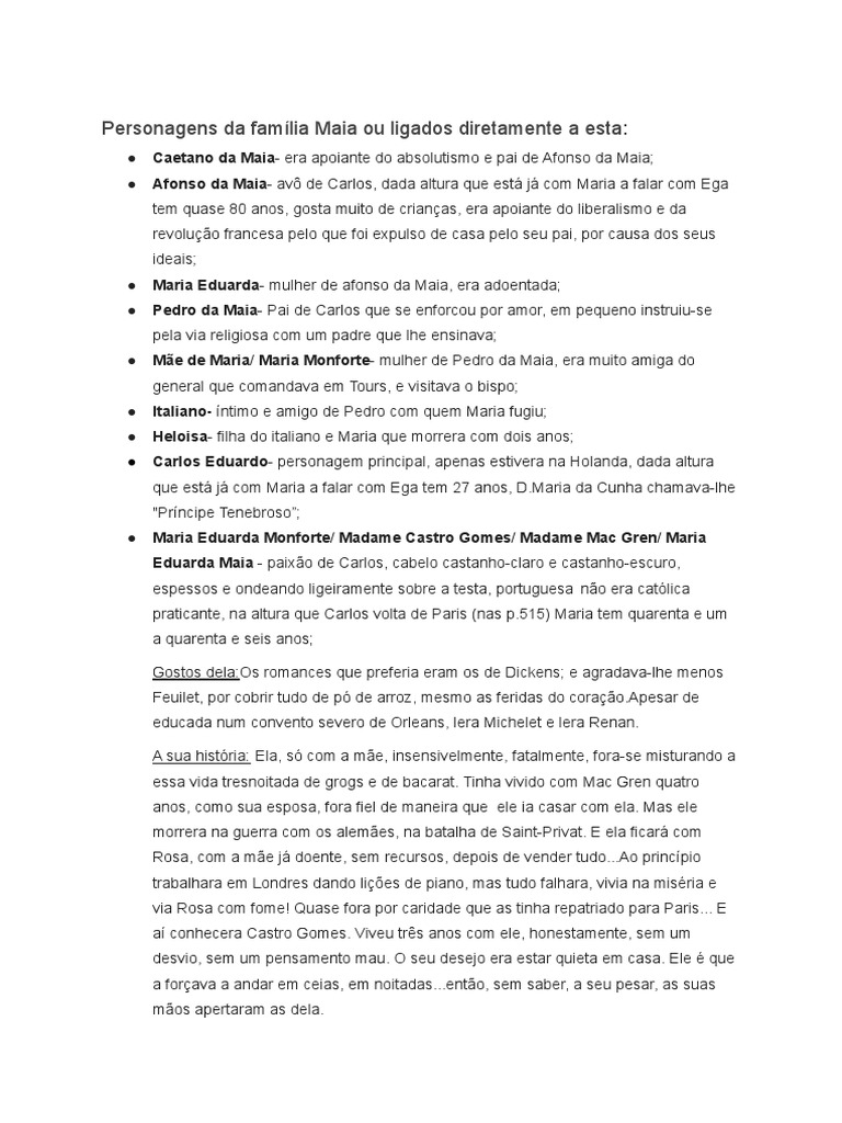 Leitura Do Livro - Os Maias - Resumos e Apontamentos | PDF